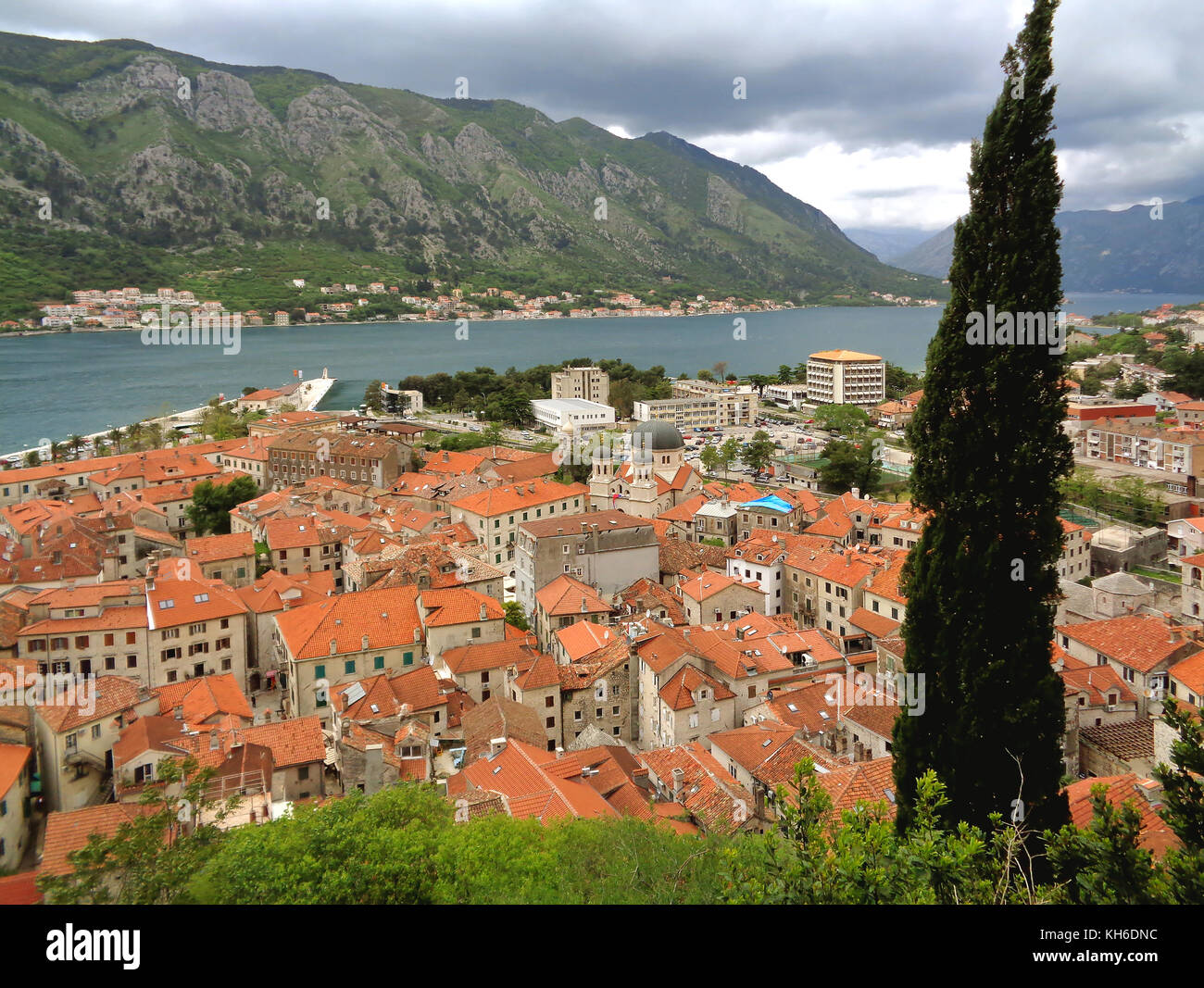 Impressive Panoramic View of Kotor Old City along the Shore of Kotor ...