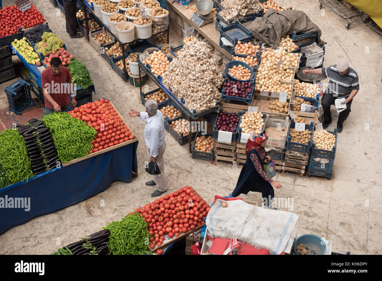 Top view of popular Melike Hatun Bazaar or kadinlar pazari(Women Bazaar ...