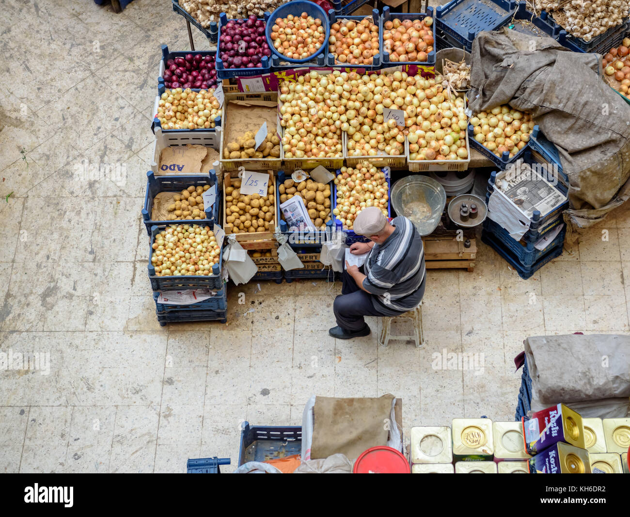 Top view of popular Melike Hatun Bazaar or kadinlar pazari(Women Bazaar ...