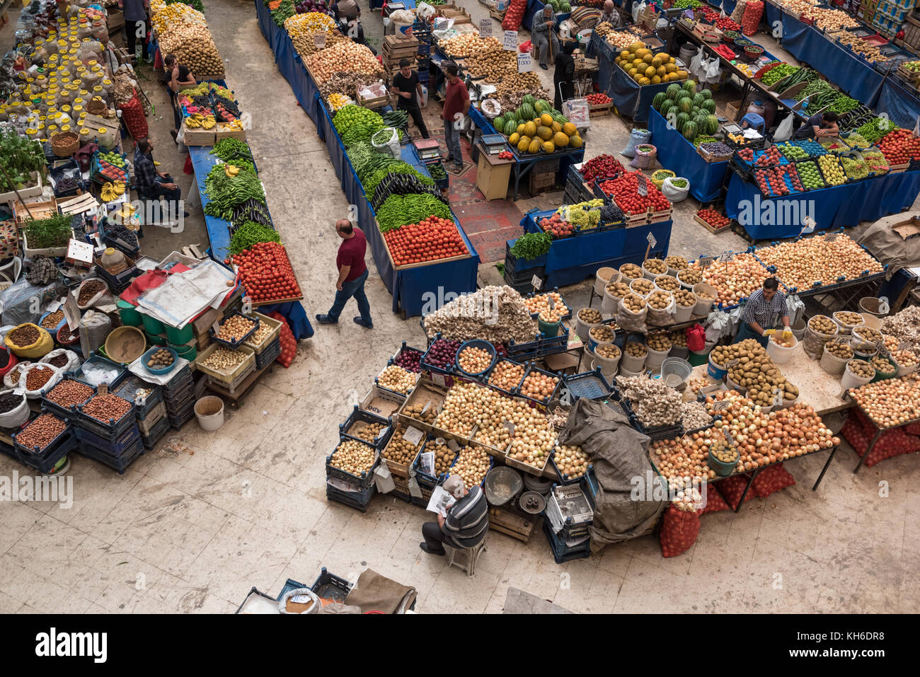 Top view of popular Melike Hatun Bazaar or kadinlar pazari(Women Bazaar ...