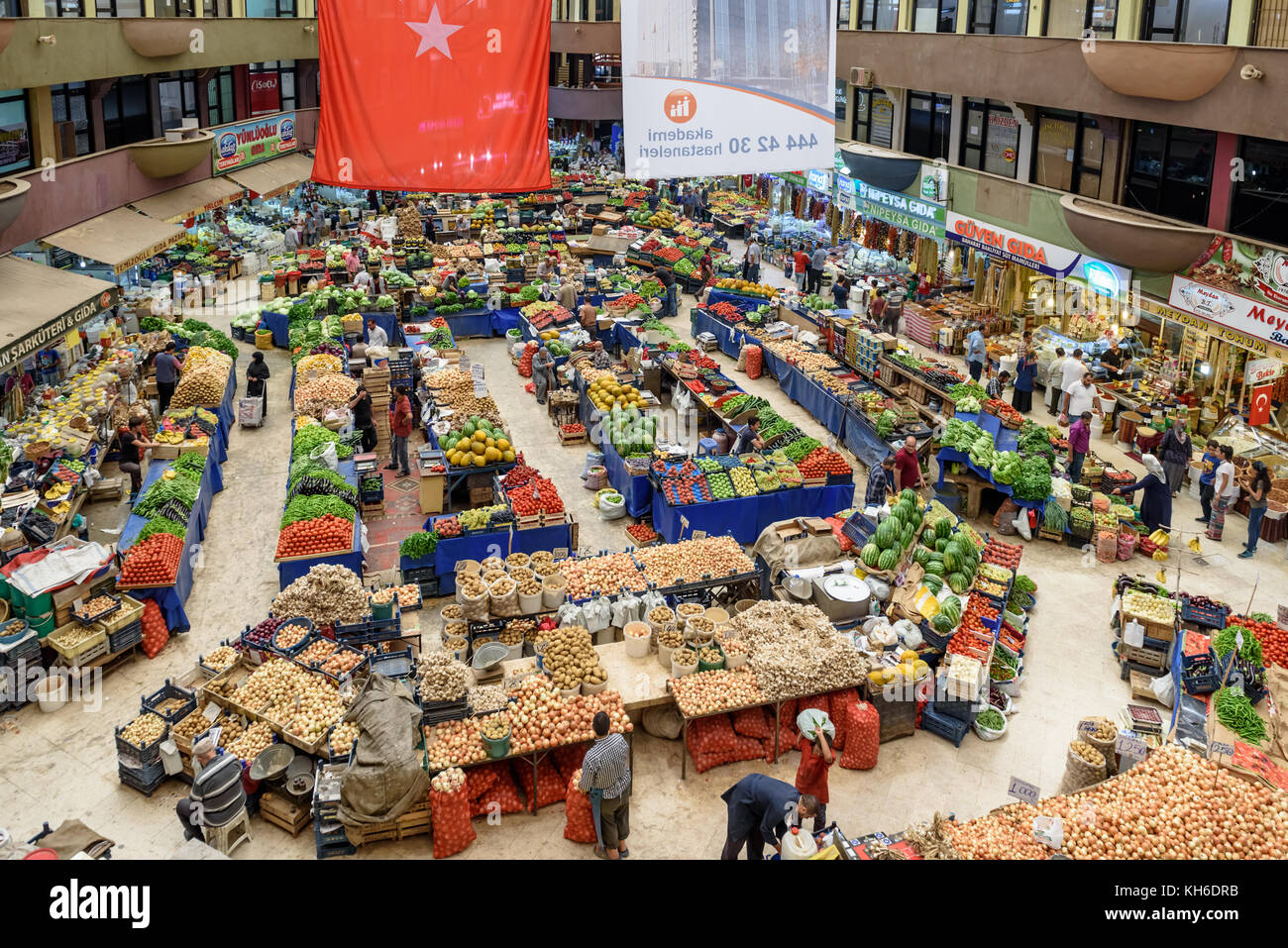 Top view of popular Melike Hatun Bazaar or kadinlar pazari(Women Bazaar ...