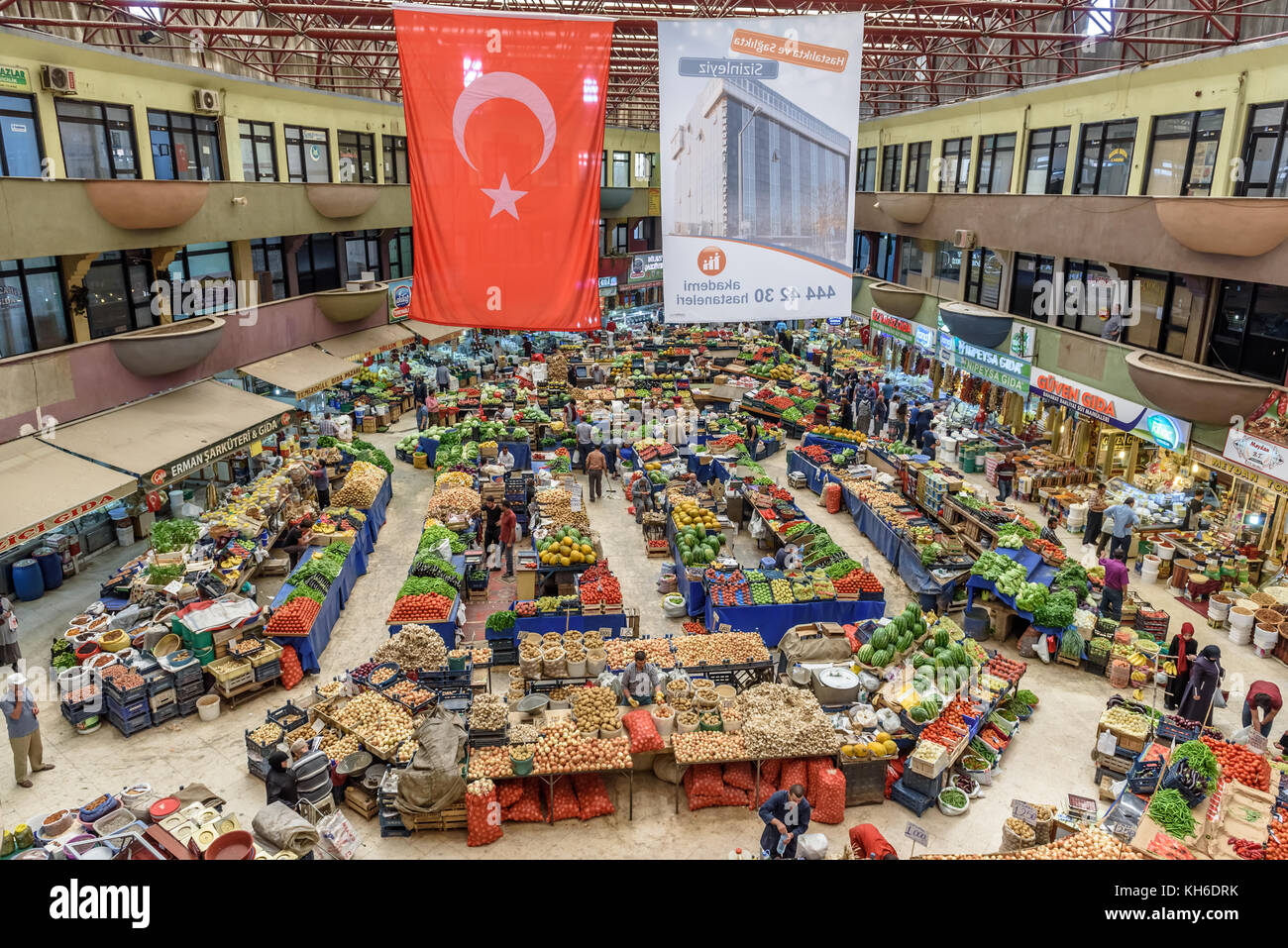 Top view of popular Melike Hatun Bazaar or kadinlar pazari(Women Bazaar ...