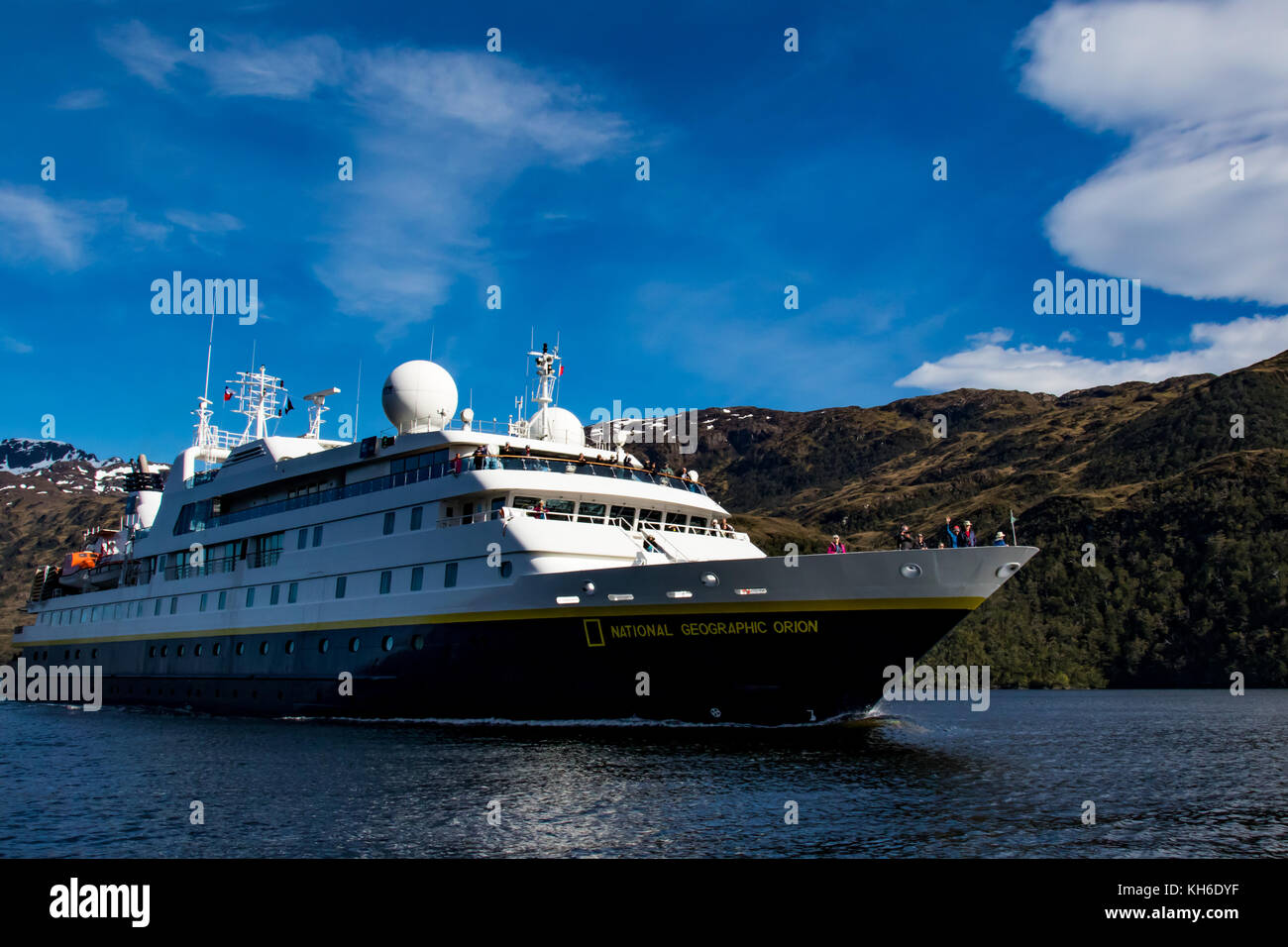 The National Geographic Orion transiting the Kirke Narrows in Patagonia ...