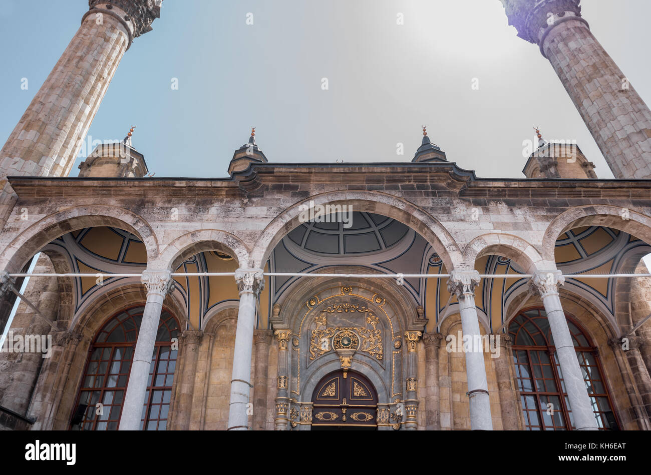 Exterior detailed view of ancient Aziziye Mosque.The mosque is a ...