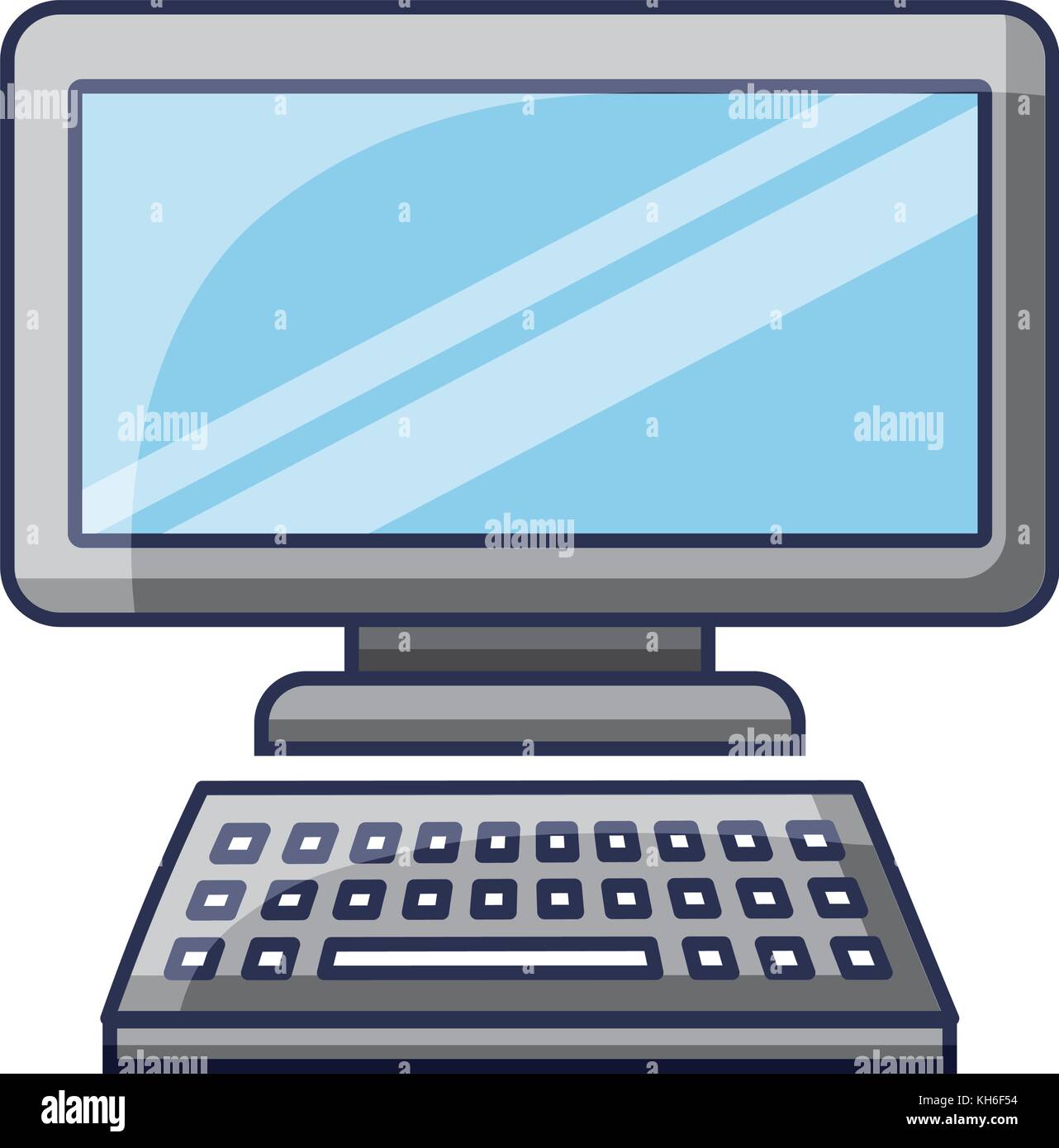 computer monitor with keyboard technology gadget template Stock Vector ...