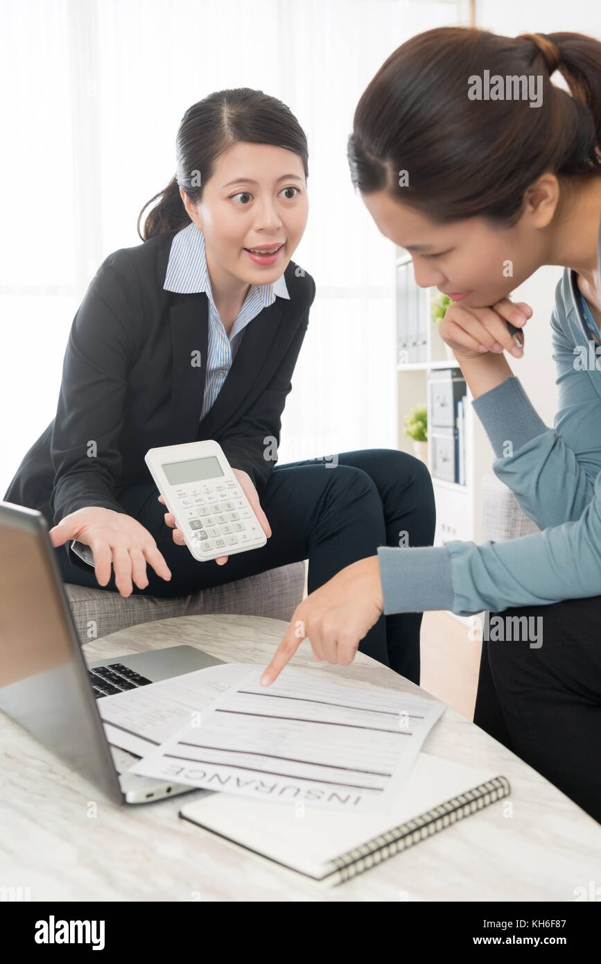 young girl at home having problem about insurance and meeting with ...