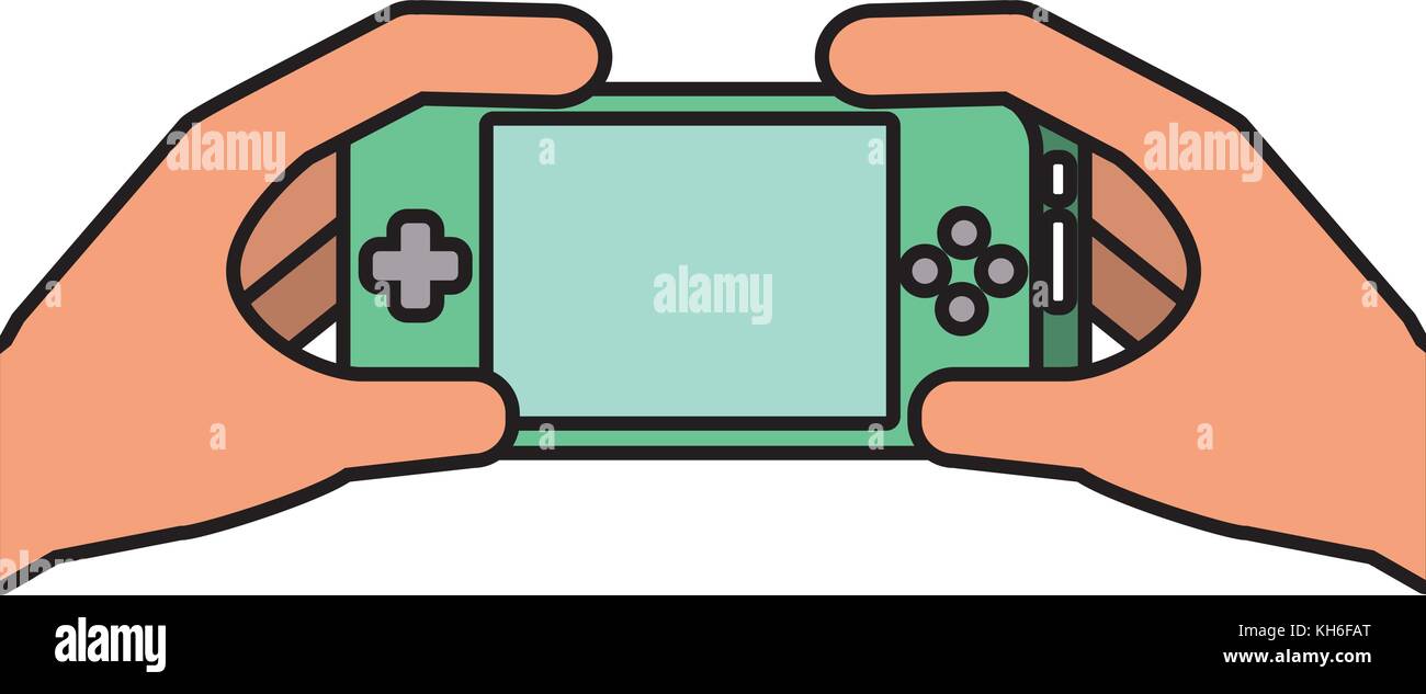 hands holding mobile game console gadget Stock Vector Image & Art - Alamy