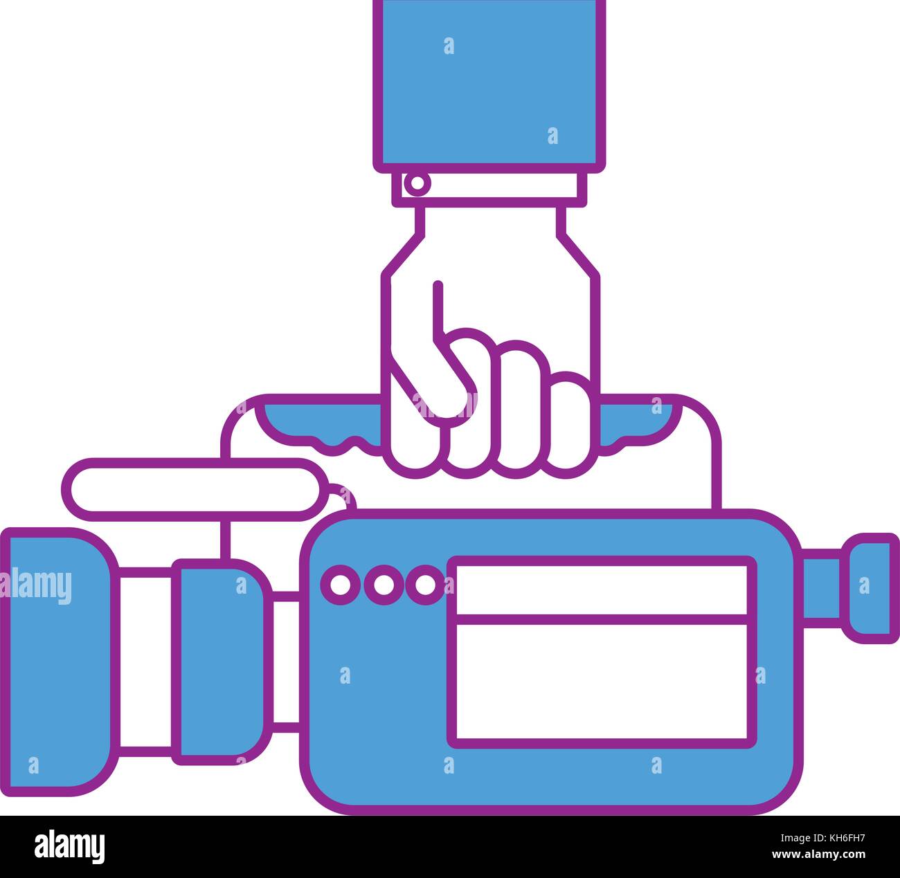 hand holding camcorder film video equipment microphone Stock Vector ...