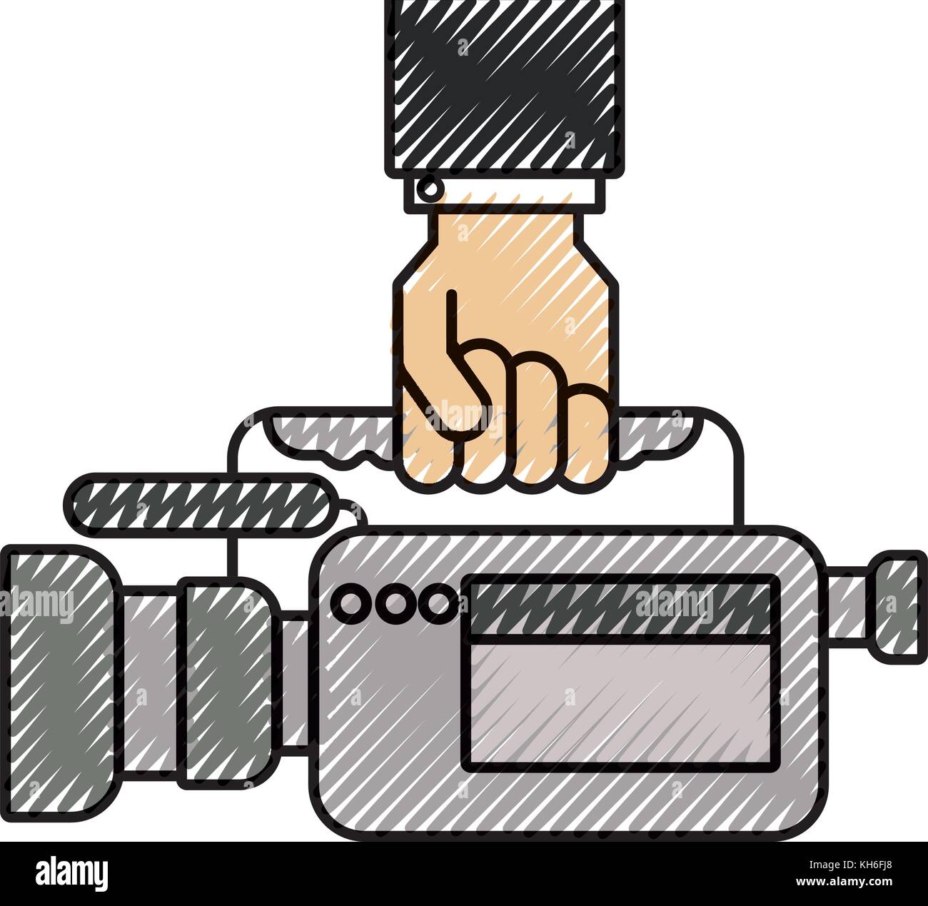 hand holding camcorder film video equipment microphone Stock Vector ...