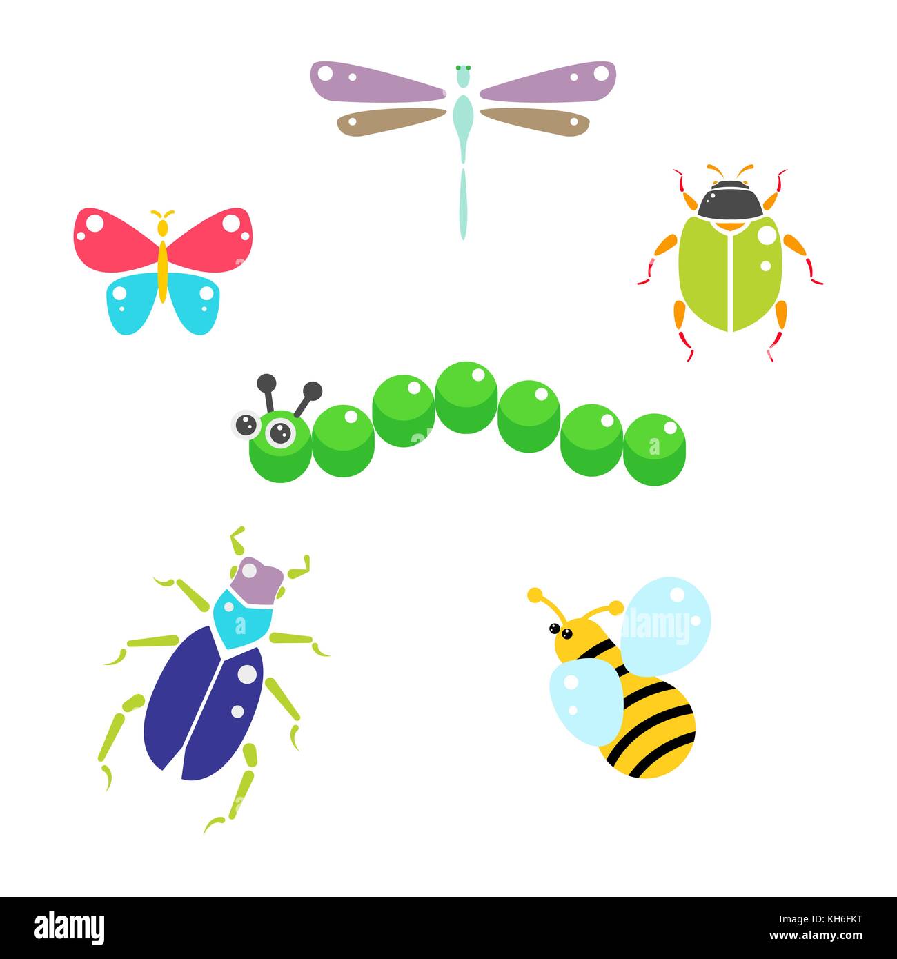 Cartoon insects colorful vector set on white Stock Vector Image & Art ...