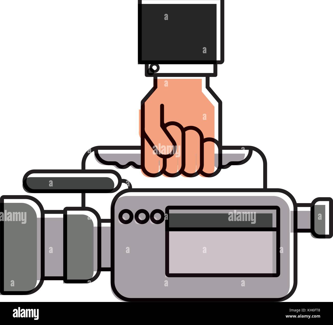 hand holding camcorder film video equipment microphone Stock Vector ...