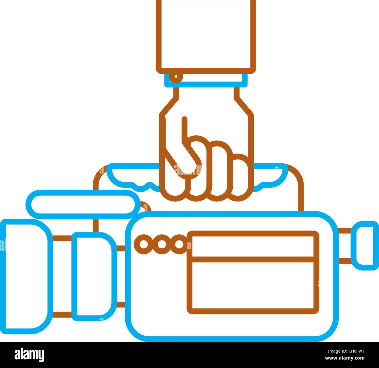 hand holding camcorder film video equipment microphone Stock Vector ...