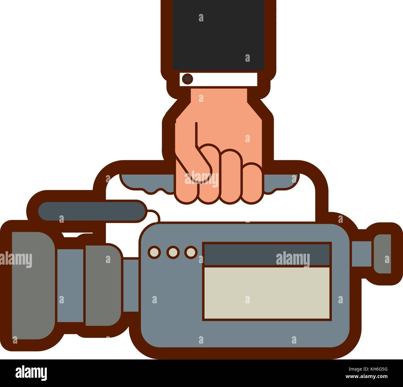 hand holding camcorder film video equipment microphone Stock Vector ...