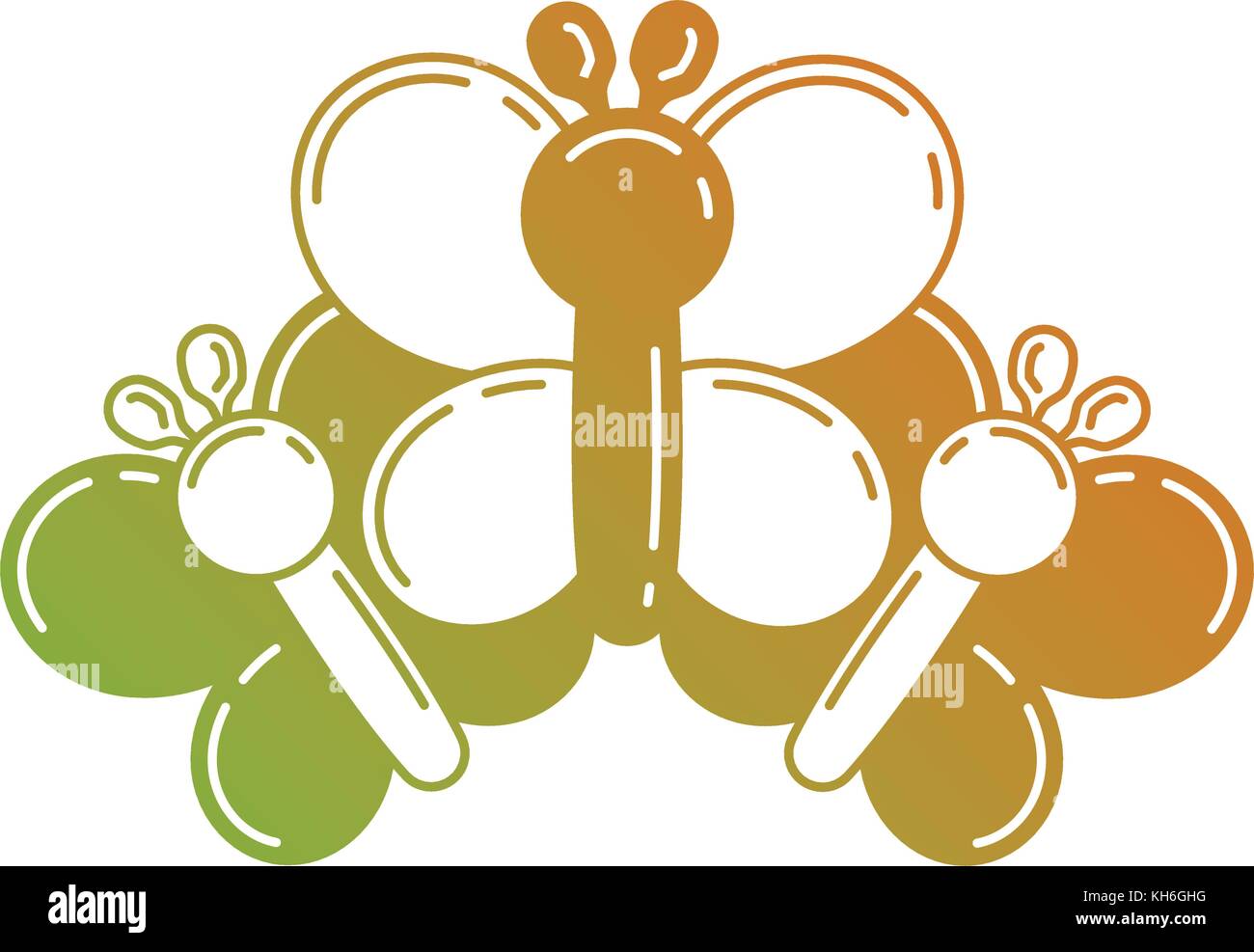 balloons shaped three butterfly decoration festival vector illustration ...