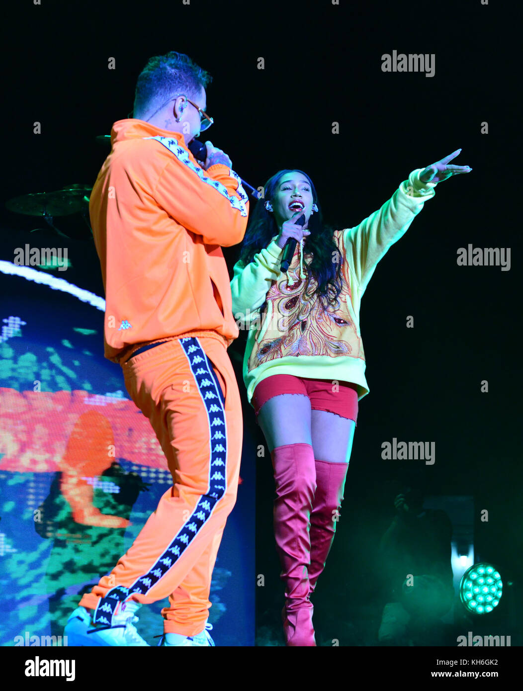 J Balvin and BIA performing on the 'Energia Tour' at the ...