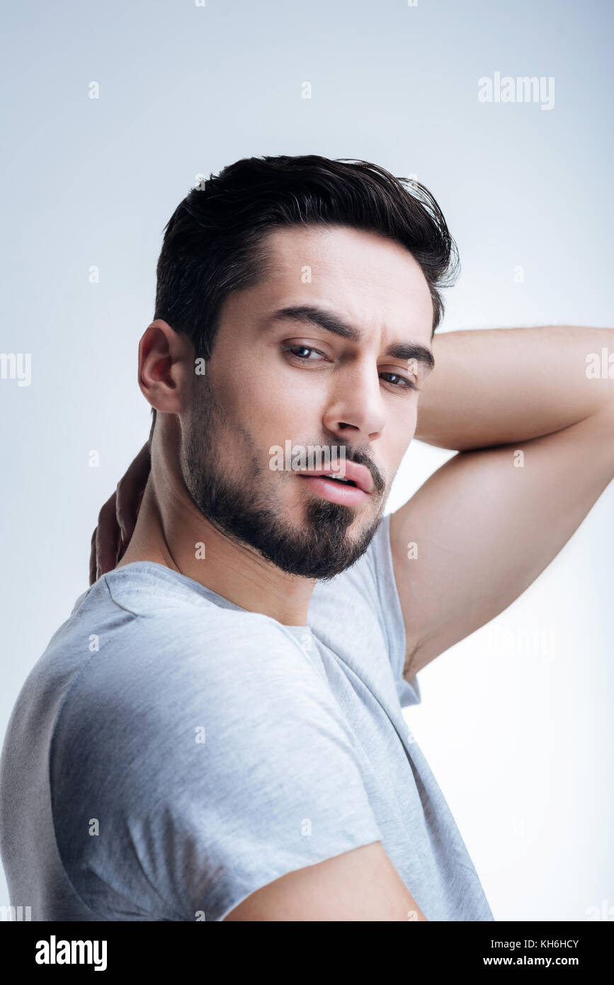 Handsome fashionable man feeling great after changing his style Stock ...