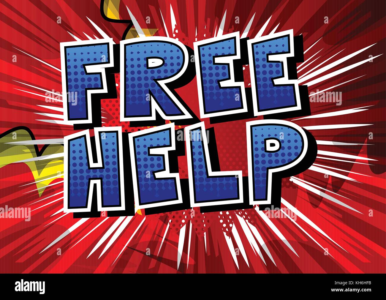 Free Help - Comic book style phrase on abstract background Stock Vector ...