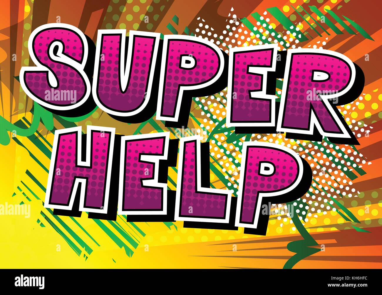 Super Help - Comic book style phrase on abstract background Stock ...