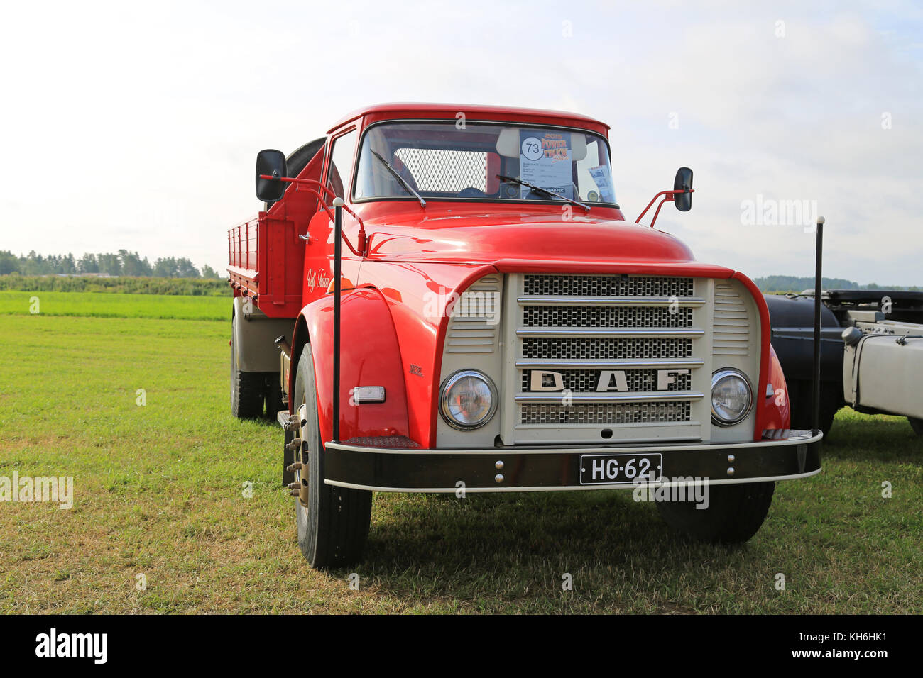 ALAHARMA, FINLAND - AUGUST 8, 2015: Nostalgic red DAF truck FA 16 FS ...