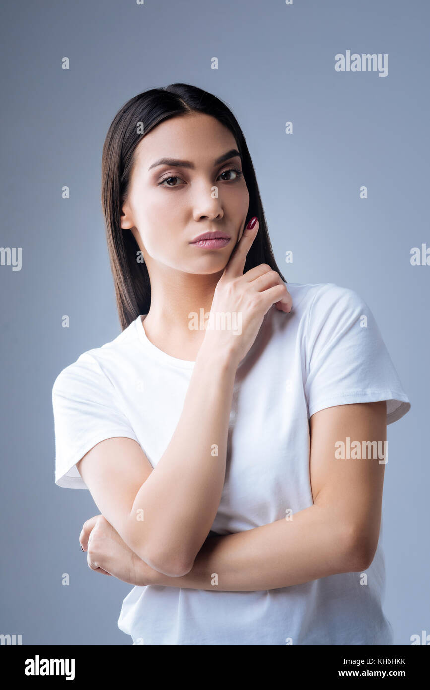 Smart manager being demanding while working with her employees Stock ...