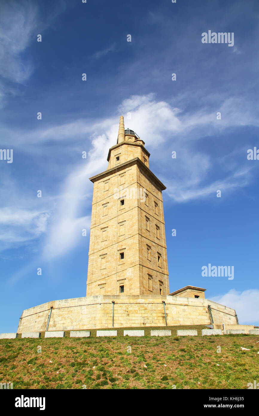 Hercules tower (lighthouse), La Coruna, Galicia, Spain, UNESCO Stock ...