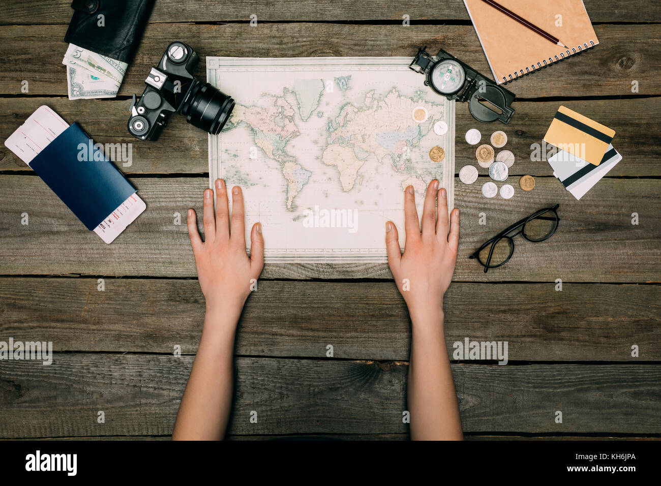 woman hands on map Stock Photo - Alamy