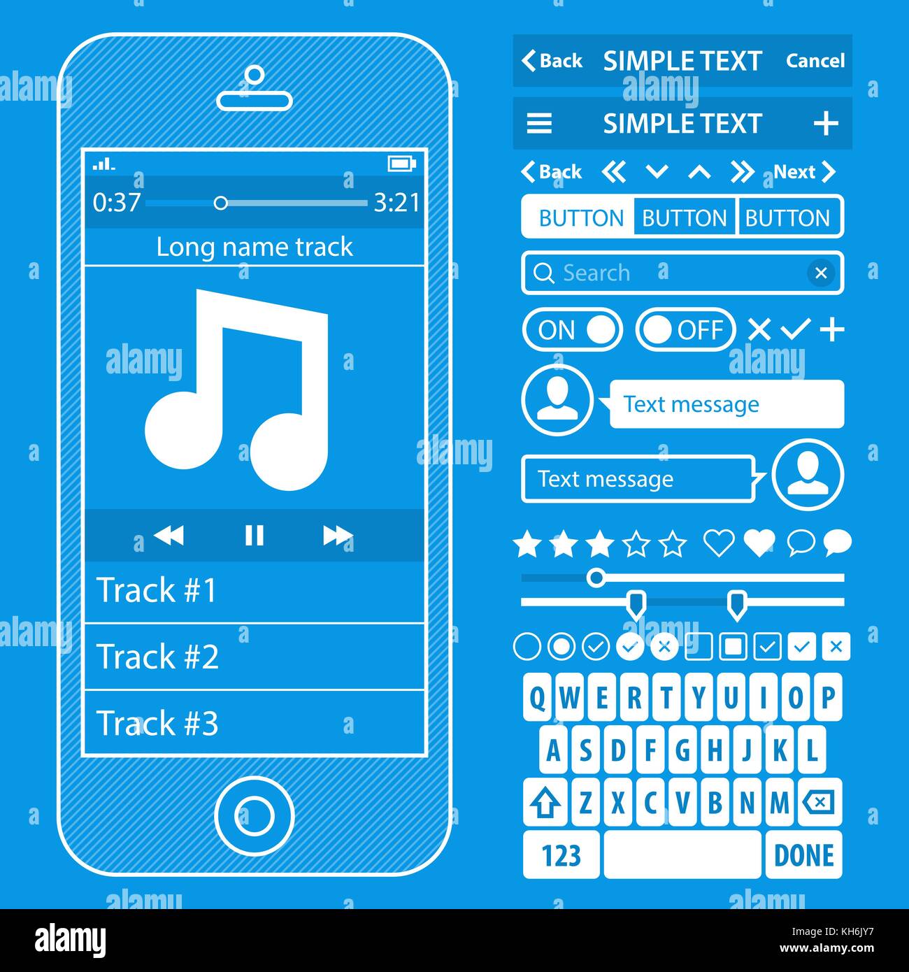 UI elements blueprint design vector kit in trendy color with simple ...