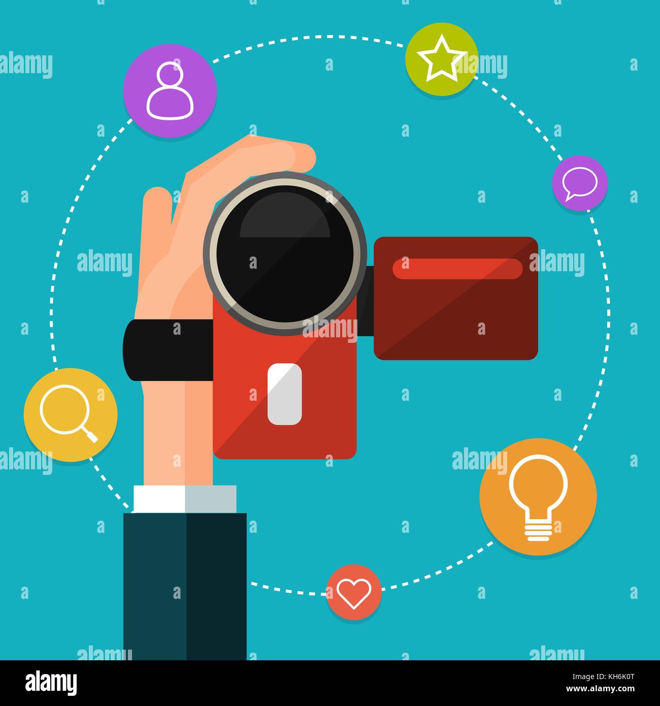 Camera in hand. Flat style. Vector illustration in eps10 Stock Vector ...