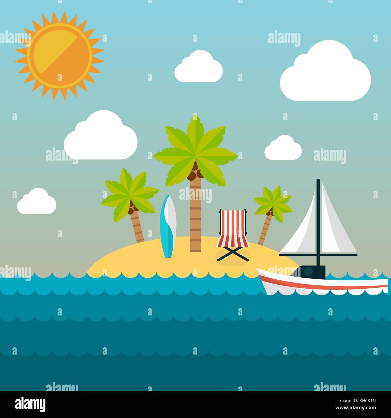 Summer holidays illustration. Island. Vector illustration in eps10 ...