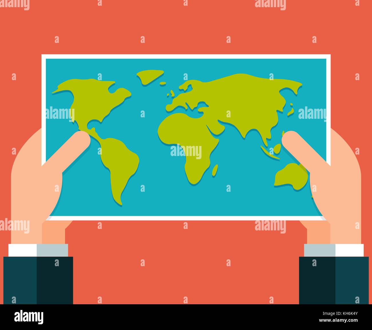 Flat hands holding a map. Vector illustration in eps10 Stock Vector ...
