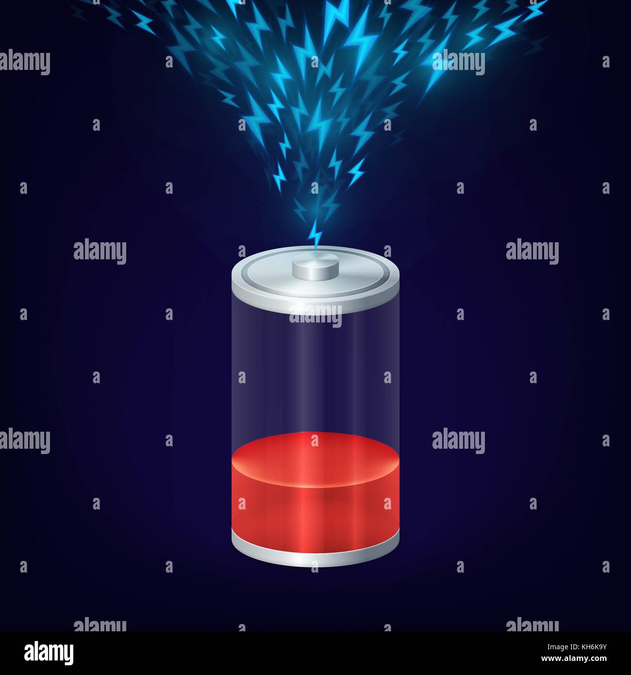 Charging the battery with a little level of charge. Vector illustration ...