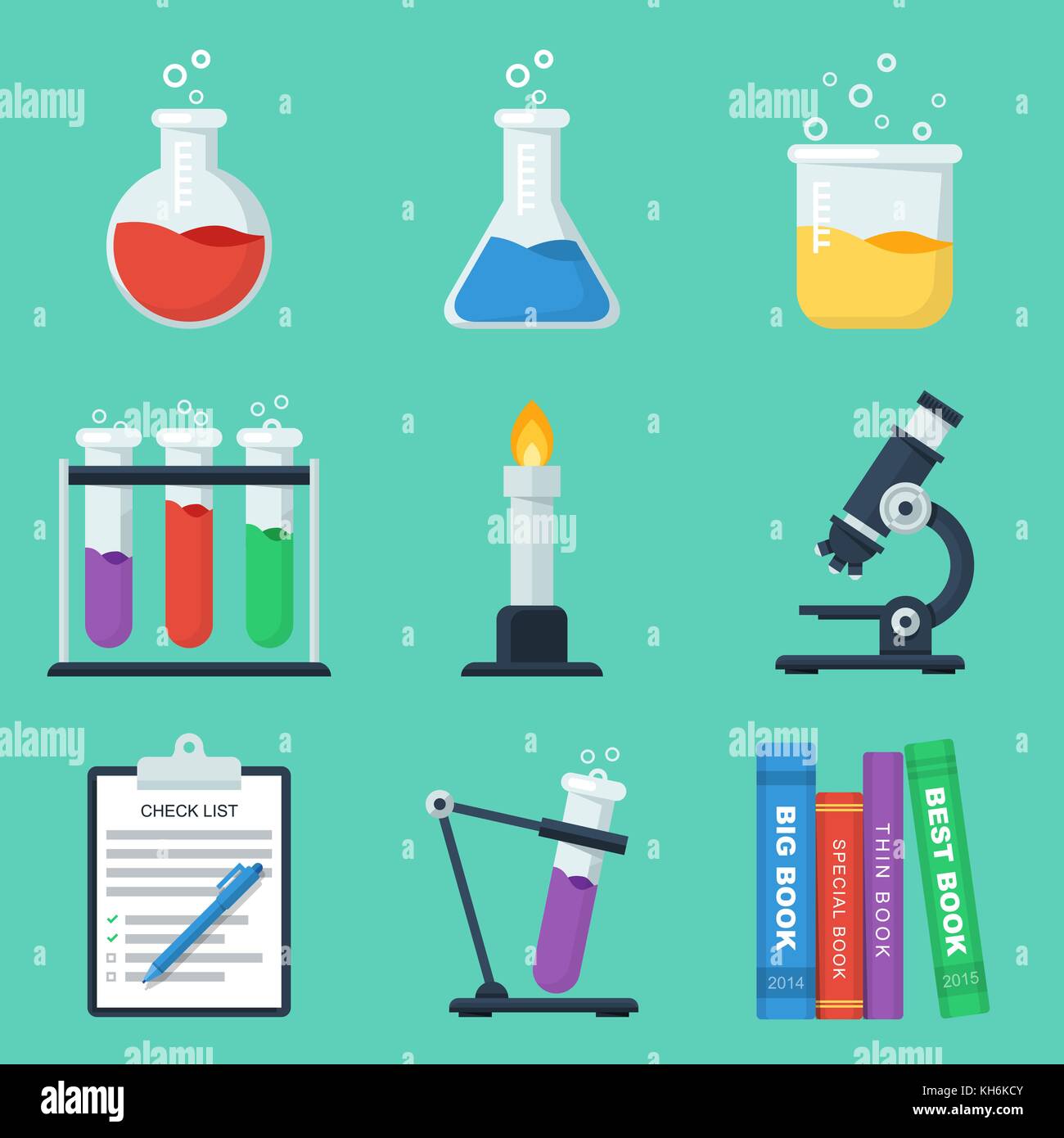 Set of flat chemistry vector icons. Vector illustration in eps10 Stock ...