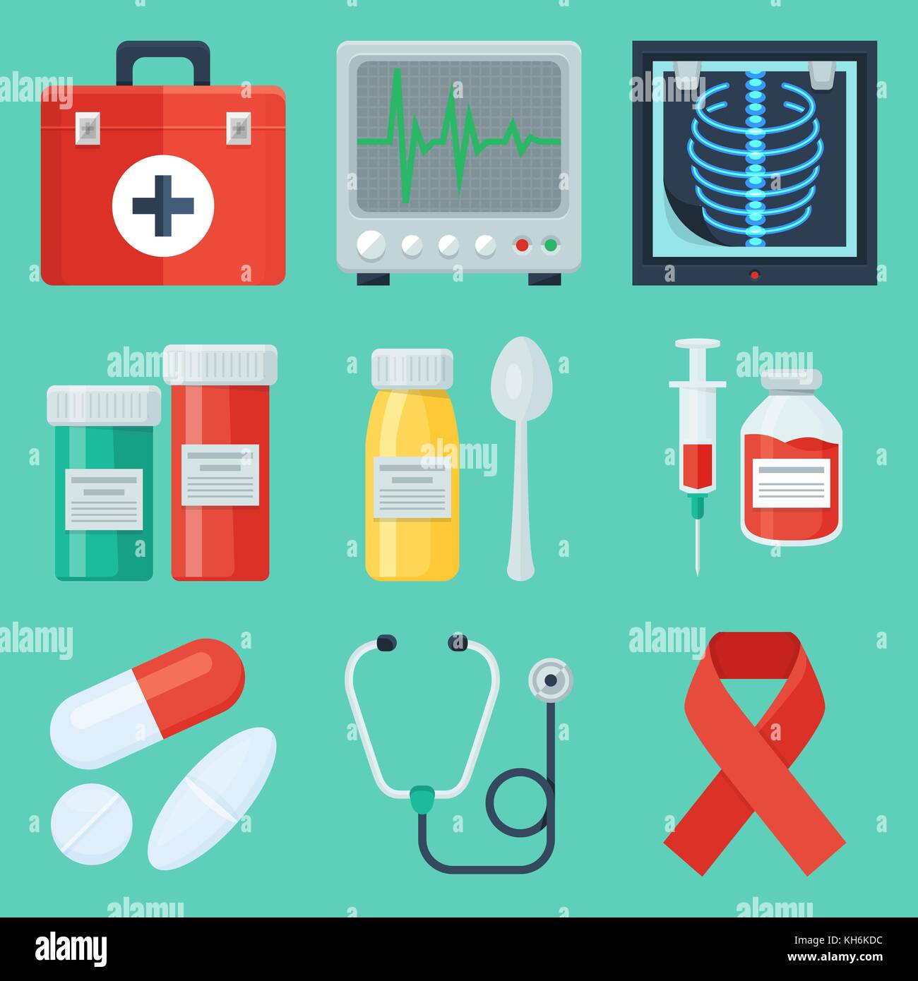 Flat medical icon set. Vector illustration in eps10 Stock Vector Image ...