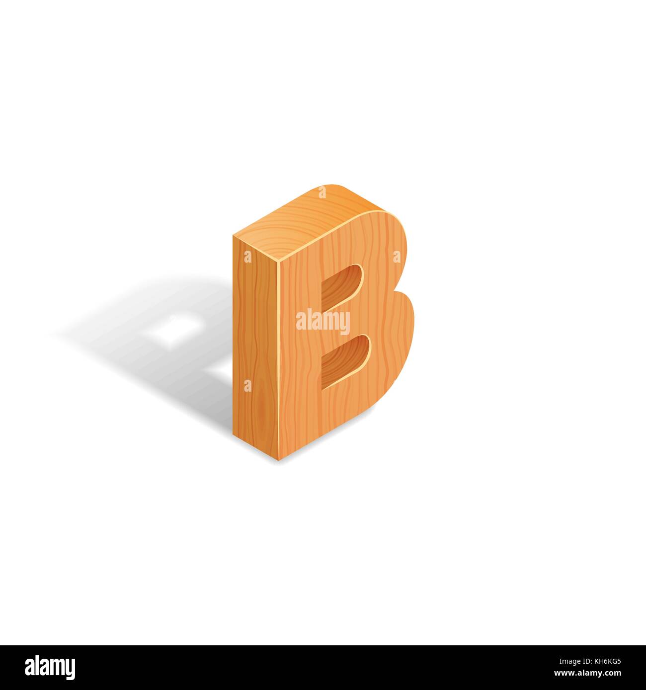 Isolated geometric wood letter. 3d wooden symbols. Vector illustrations ...