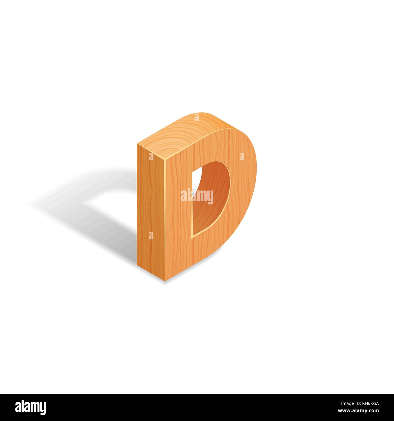 Isolated geometric wood letter. 3d wooden symbols. Vector illustrations ...