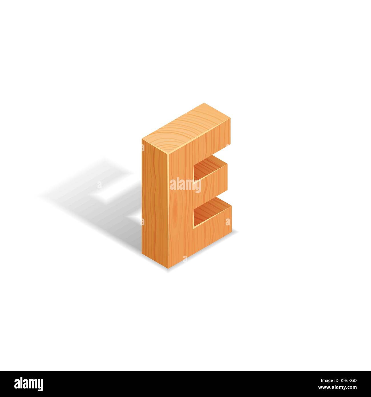 Isolated geometric wood letter. 3d wooden symbols. Vector illustrations ...