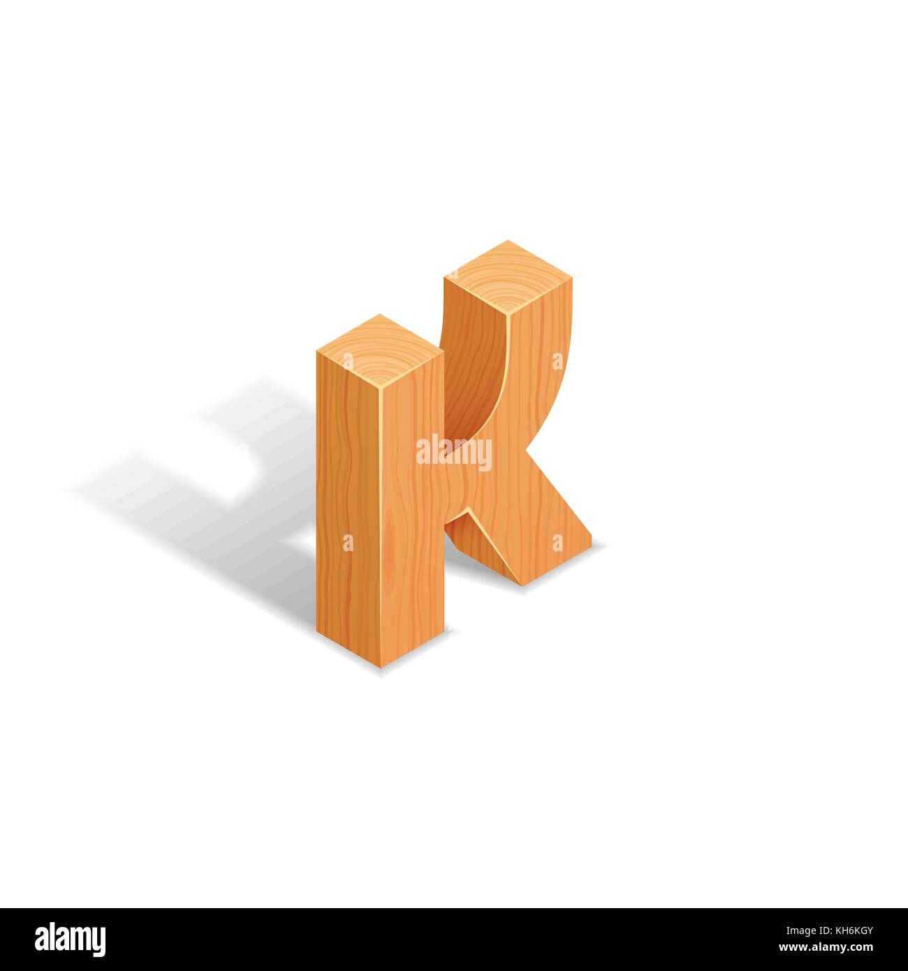 Isolated geometric wood letter. 3d wooden symbols. Vector illustrations ...