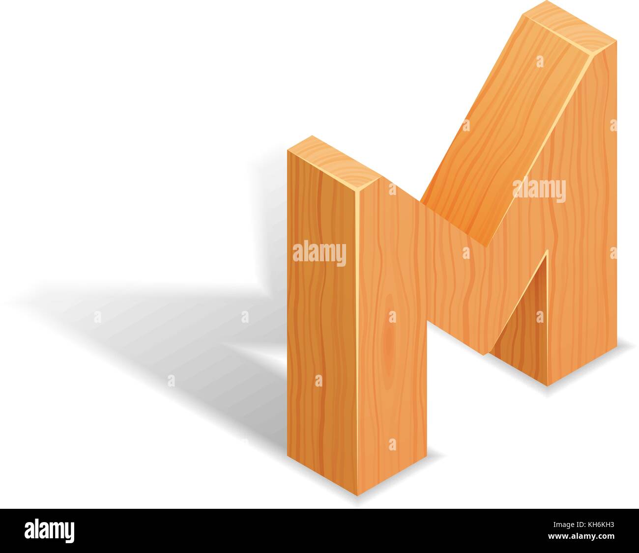 Isolated geometric wood letter. 3d wooden symbols. Vector illustrations ...