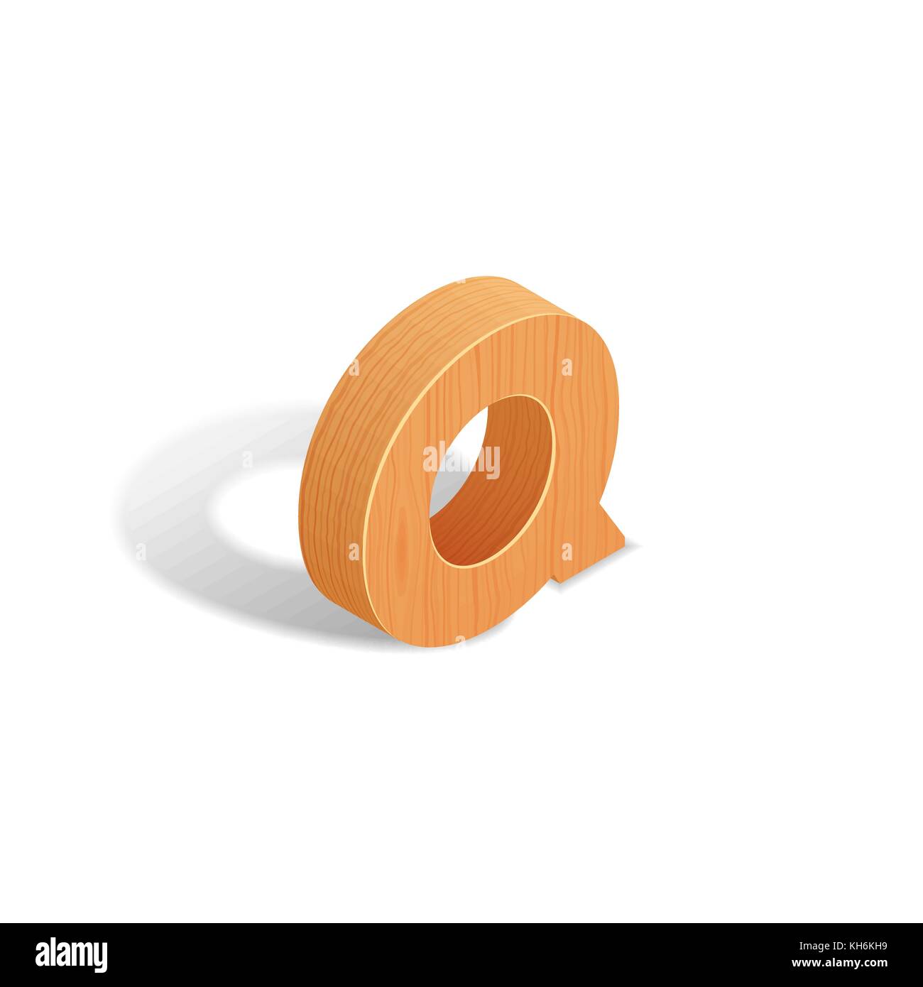 Isolated geometric wood letter. 3d wooden symbols. Vector illustrations ...