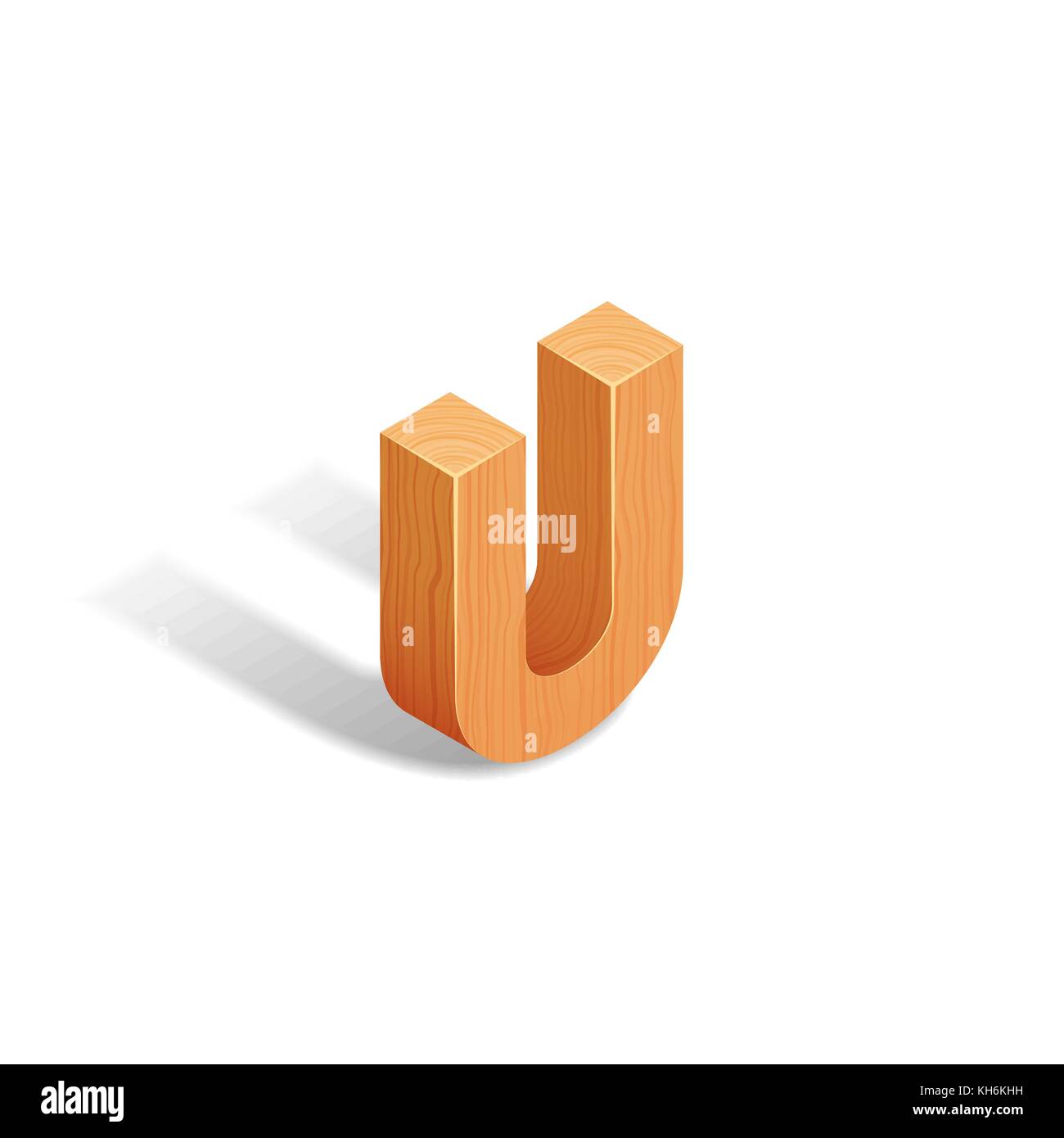 Isolated geometric wood letter. 3d wooden symbols. Vector illustrations ...