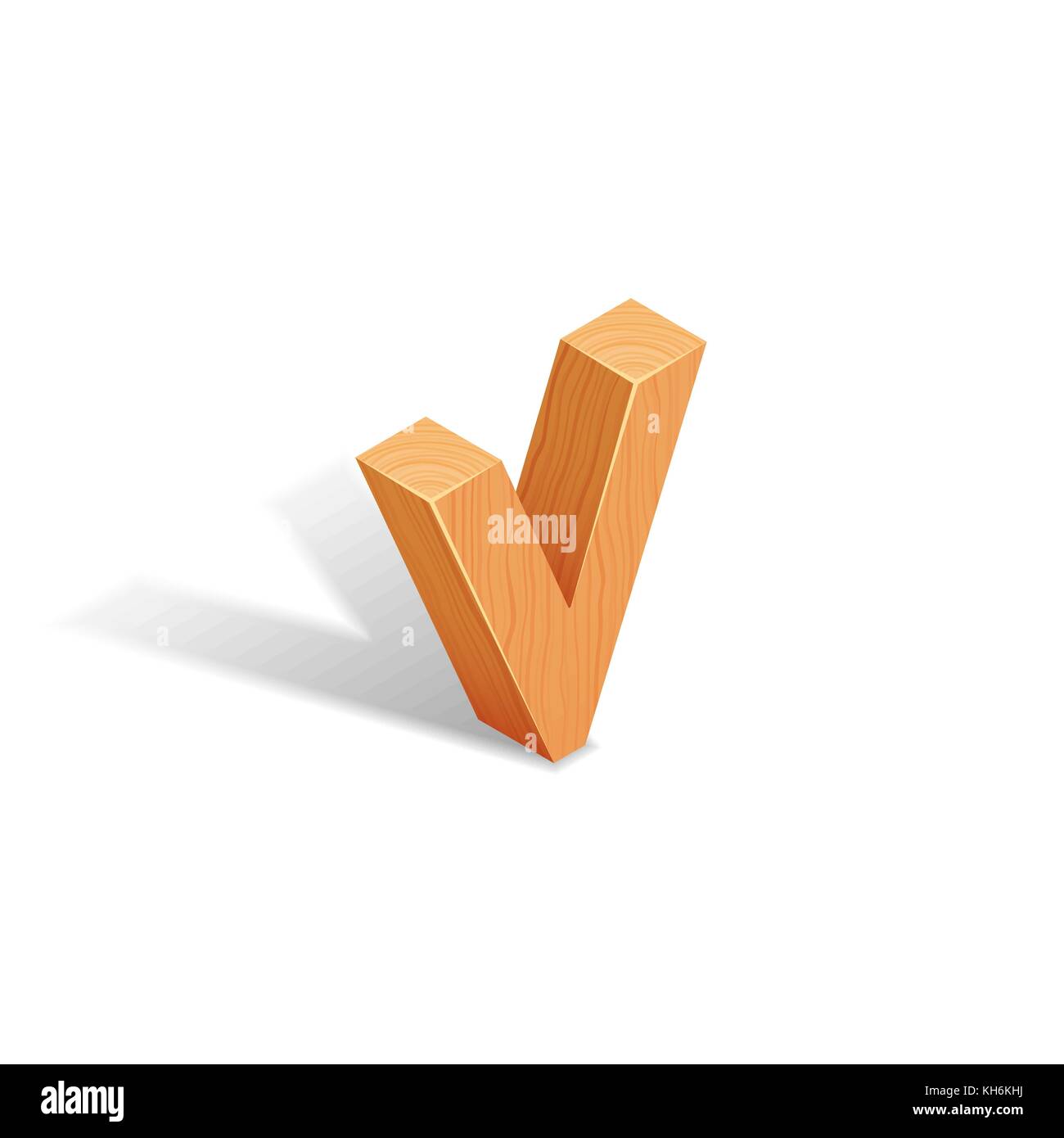 Isolated geometric wood letter. 3d wooden symbols. Vector illustrations ...