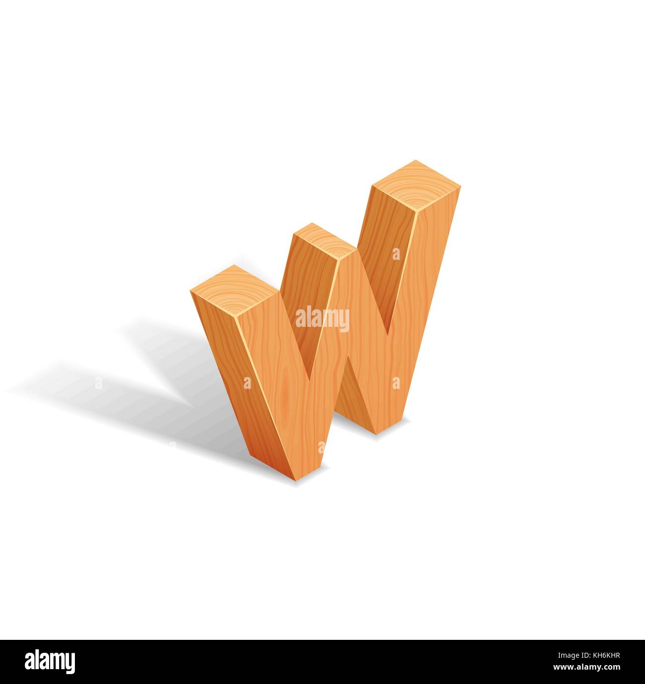 Isolated geometric wood letter. 3d wooden symbols. Vector illustrations ...