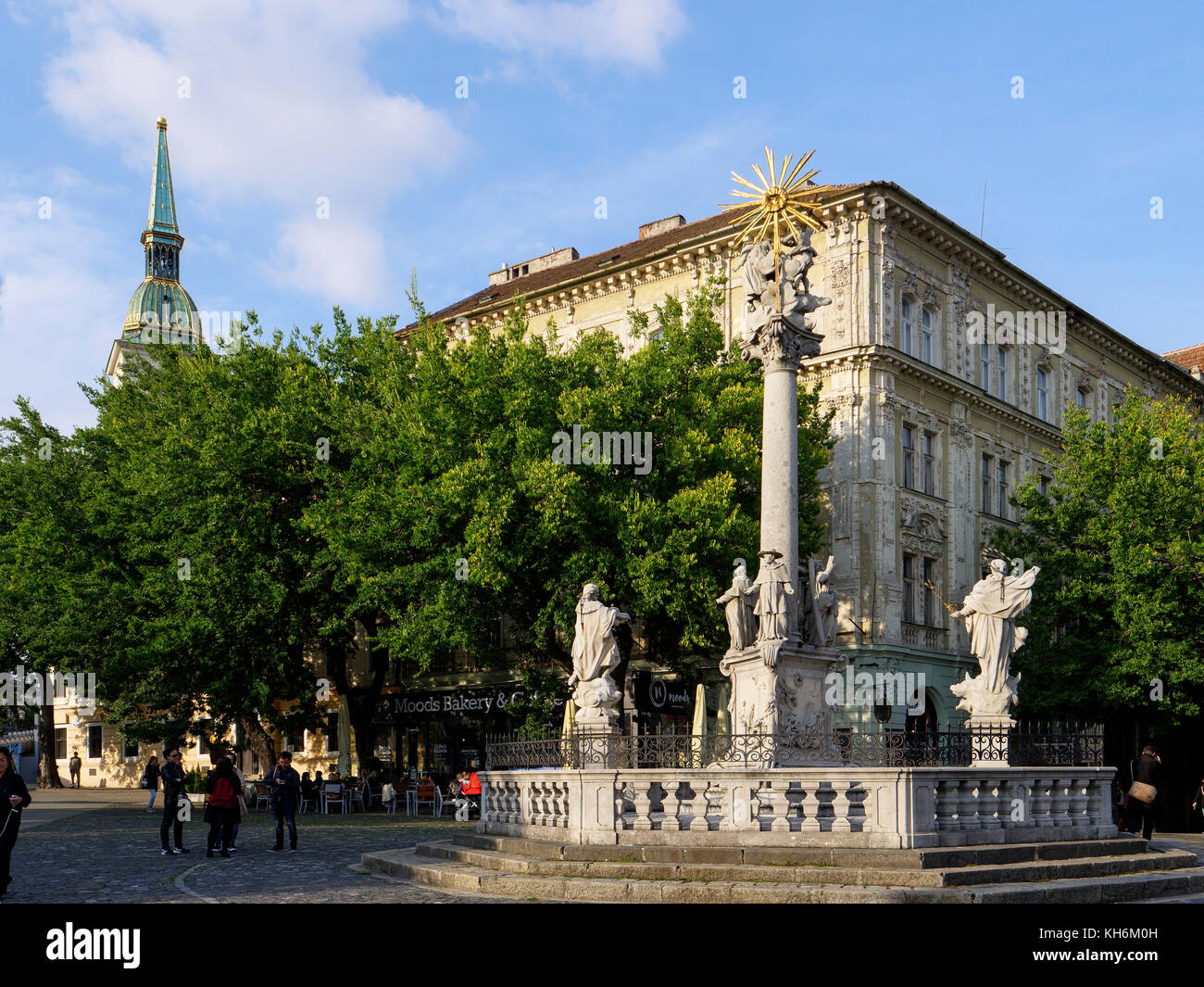 Trinity Column at Rybne nam. and cathedral St. Martin, Bratislava ...