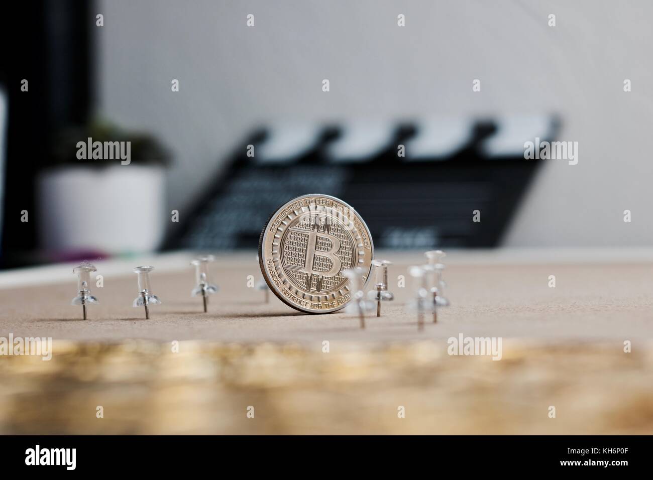 Digital currency physical metal bitcoin coin. Cryptocurrency cinema ...