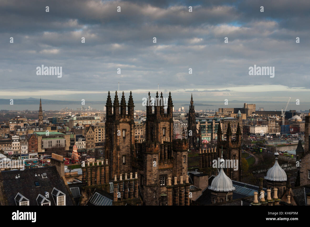 The skyline from Edinburg Castle showing the Walter Scott Monument ...