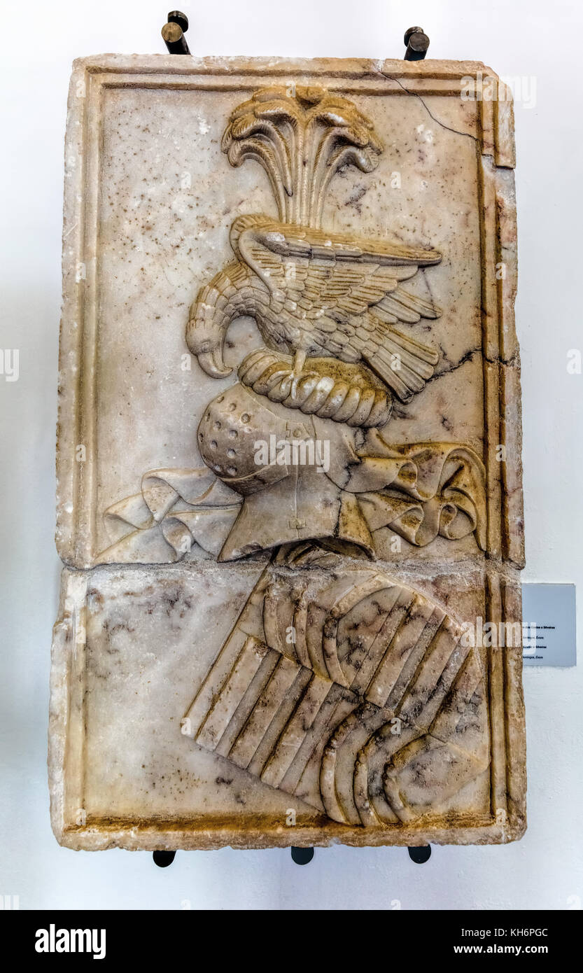 Evora Museum in Evora, Portugal. Marble Coat of Arms of Costas e ...