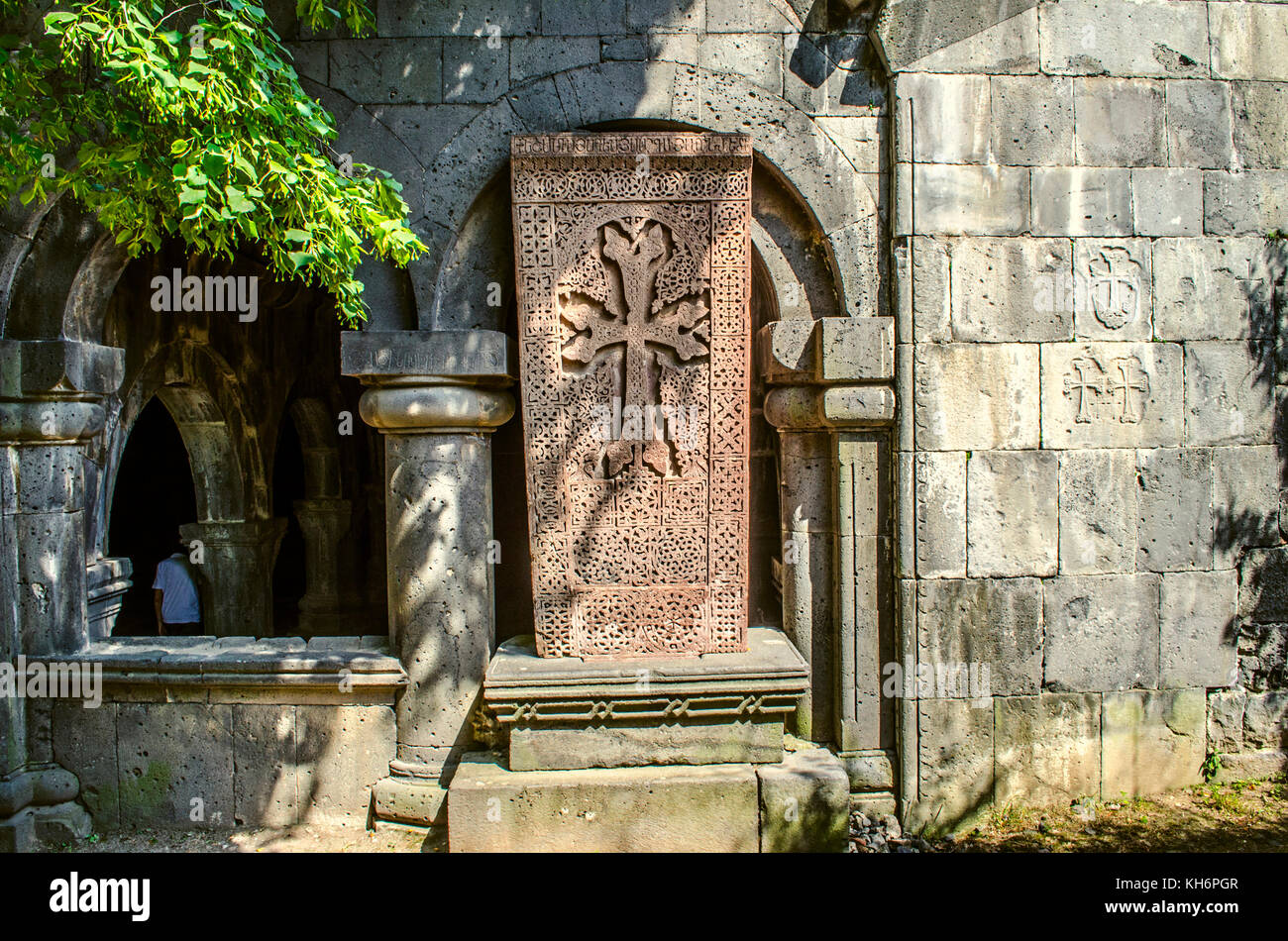 Stone cross bu named Sarkis at the western entrance in the vestibule ...