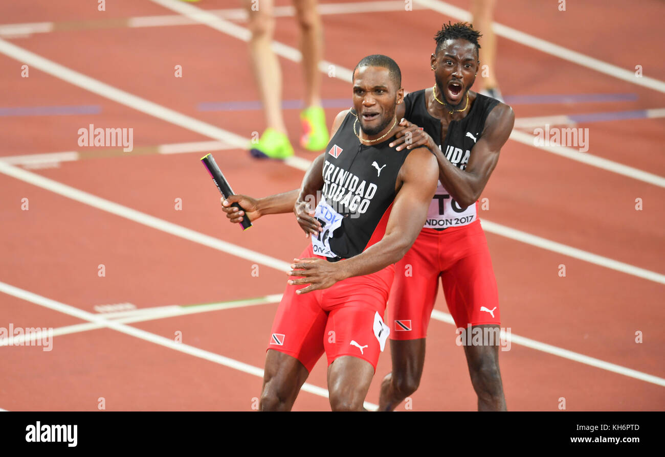 Lalonde Gordon and Jereem Richards celebrates the gold medal for ...