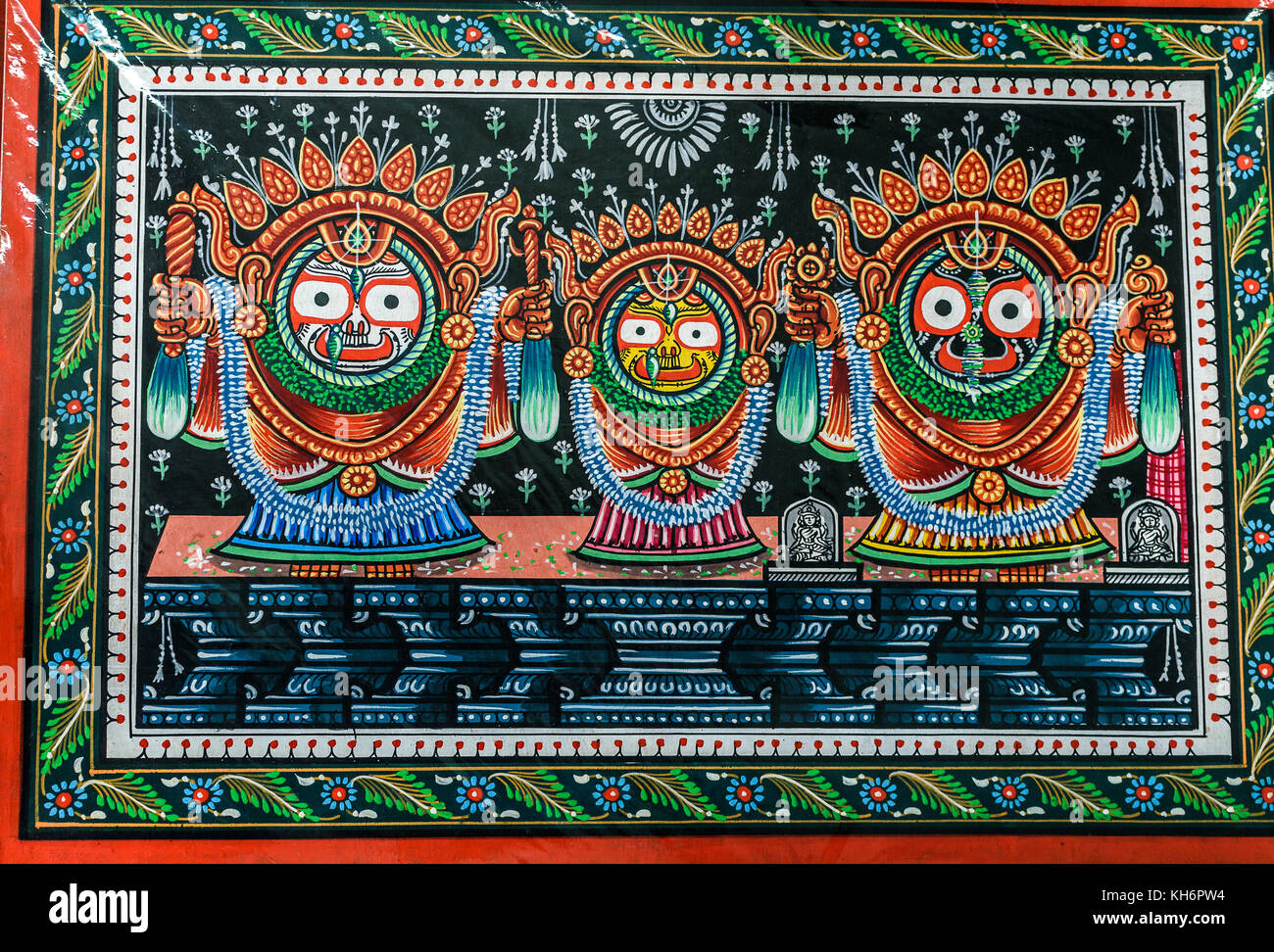 Hand drawn traditional ancient art of Hindu God and Goddess on a ...