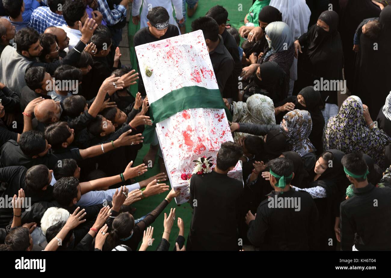 Allahabad, India. 13th Nov, 2017. Shia Muslims take part in 72 Taboot ...